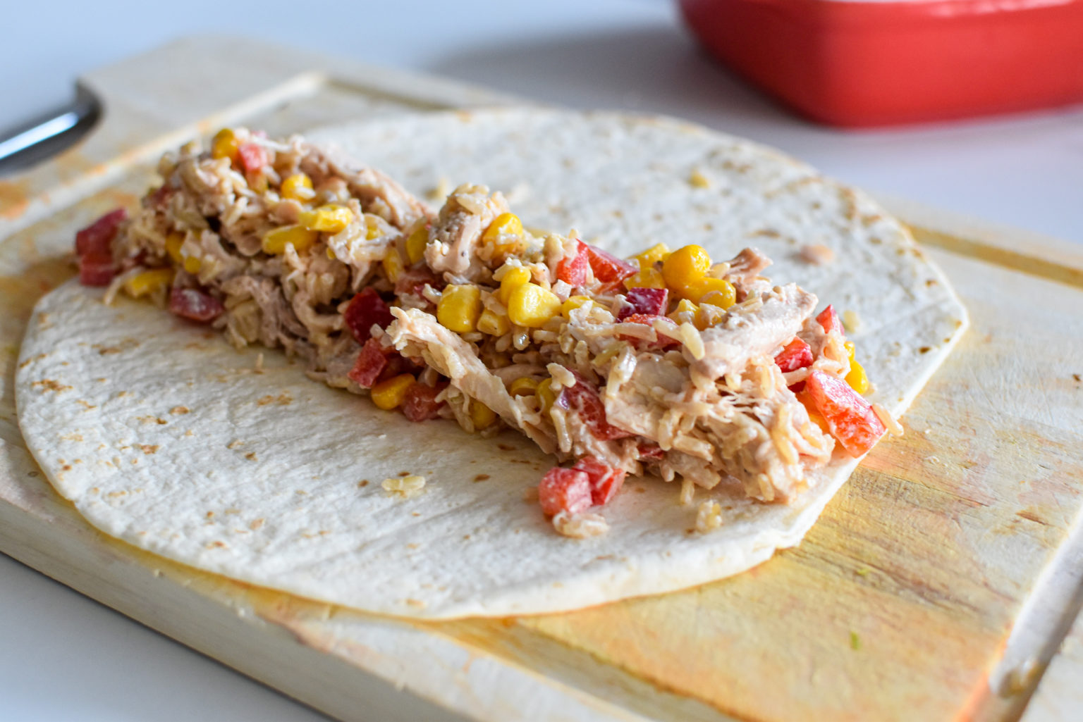 Enchilada van kip met mais en paprika – Kris Kookt