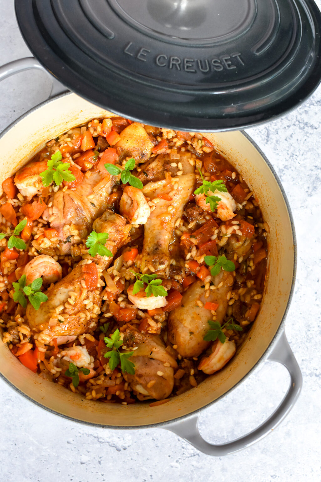 Jambalaya met kippenbil en scampi – Kris Kookt